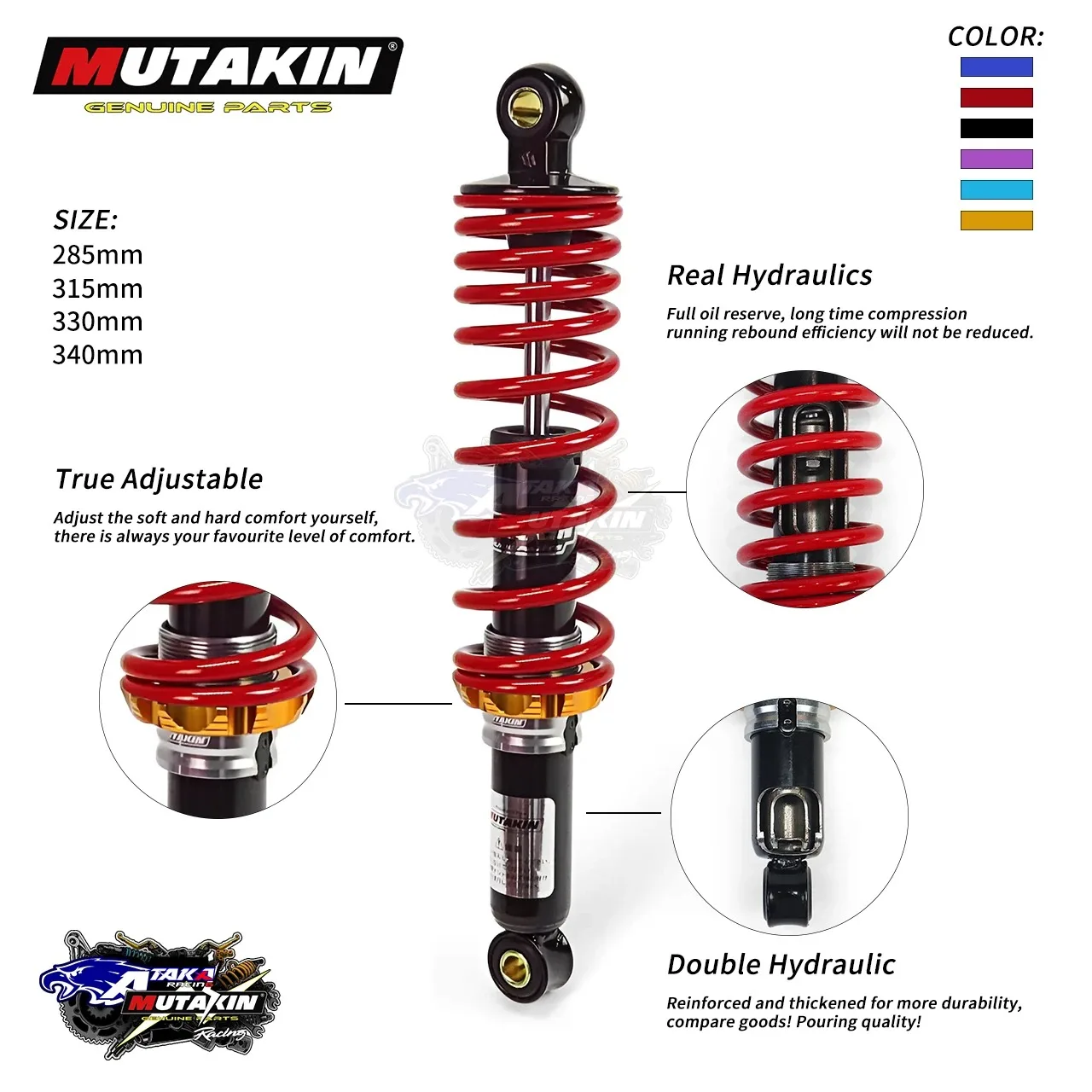 1Pair MUTAKIN Motorcycle Modified XRM WAVE SMASH DASH SHOGUN 280/315 ...