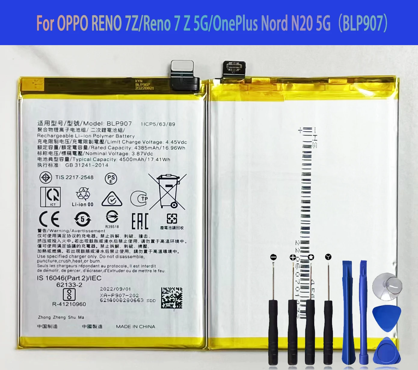 Batería BLP907 907 para OPPO RENO 7Z / Reno 7 Z 5G, pieza de reparación ...