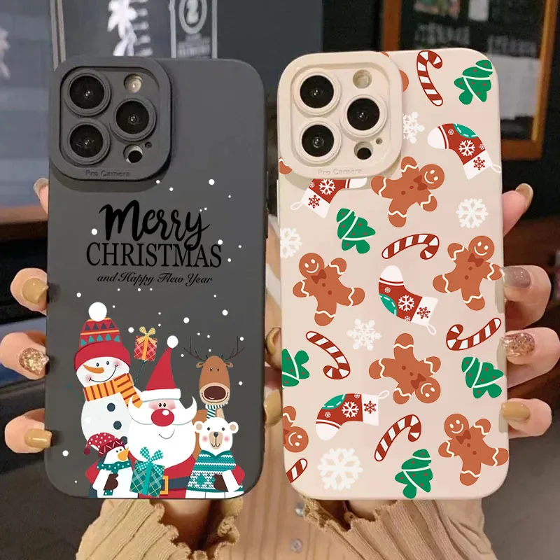 Festive Christmas Pattern Full Screen Silicone Phone Case – Durable ...