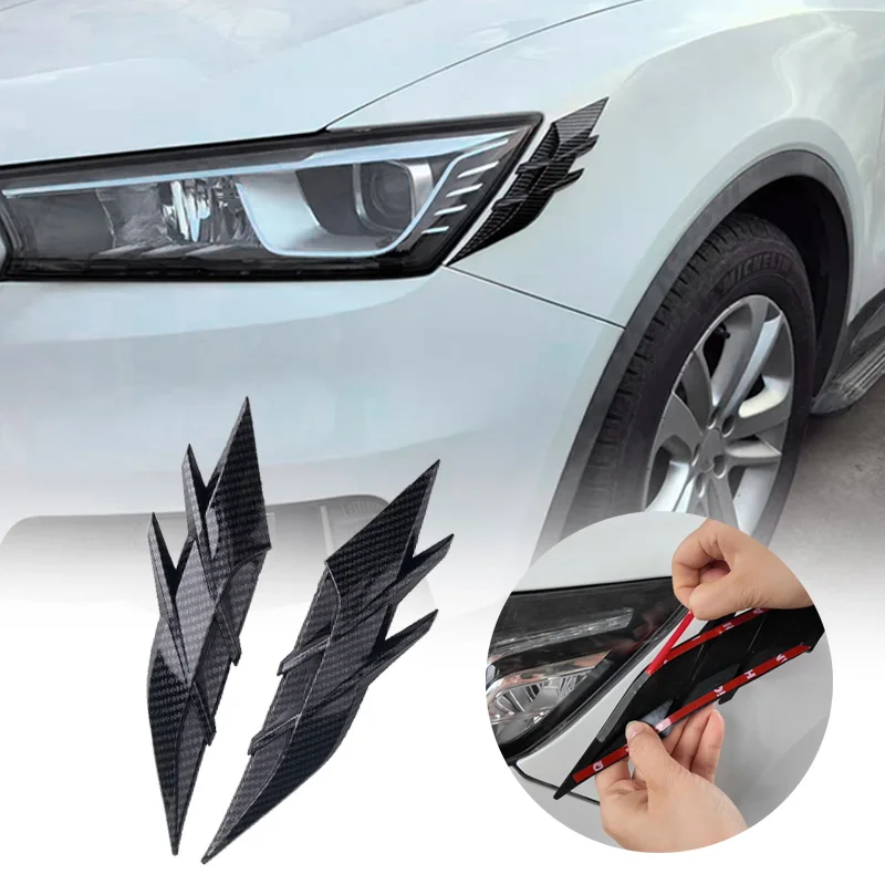 2PCS Auto Headlight Eyebrow Universal Car Lamp Cover Sticker Self ...