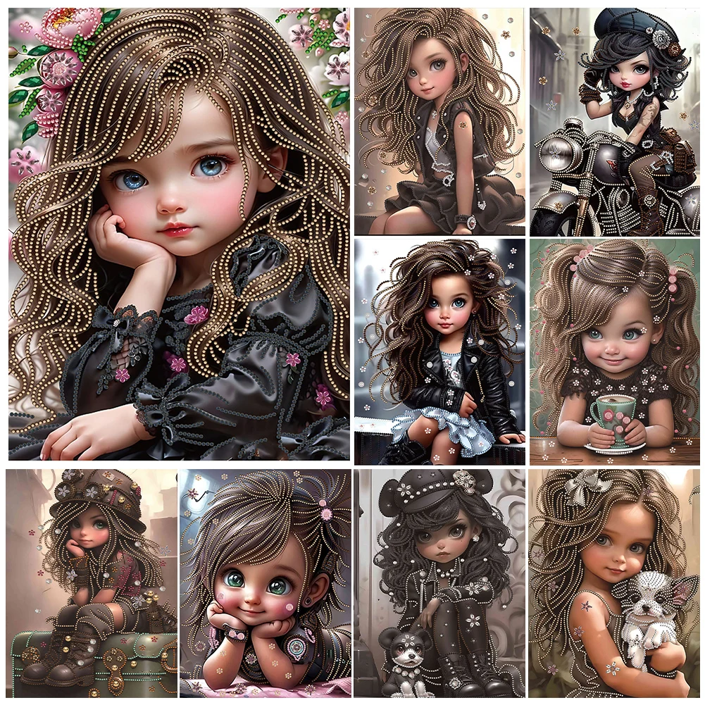 DIY-Partial-Especial-Shaped-Drill-Pintura-Diamante-doce-cool-Girl-Kit ...