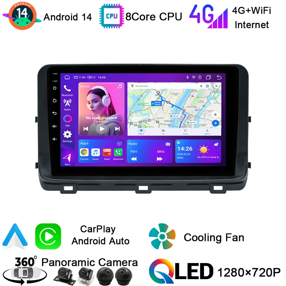 10" Android14 GPS Navigation 4G SIM WiFi Car Multimedia Radio Video ...