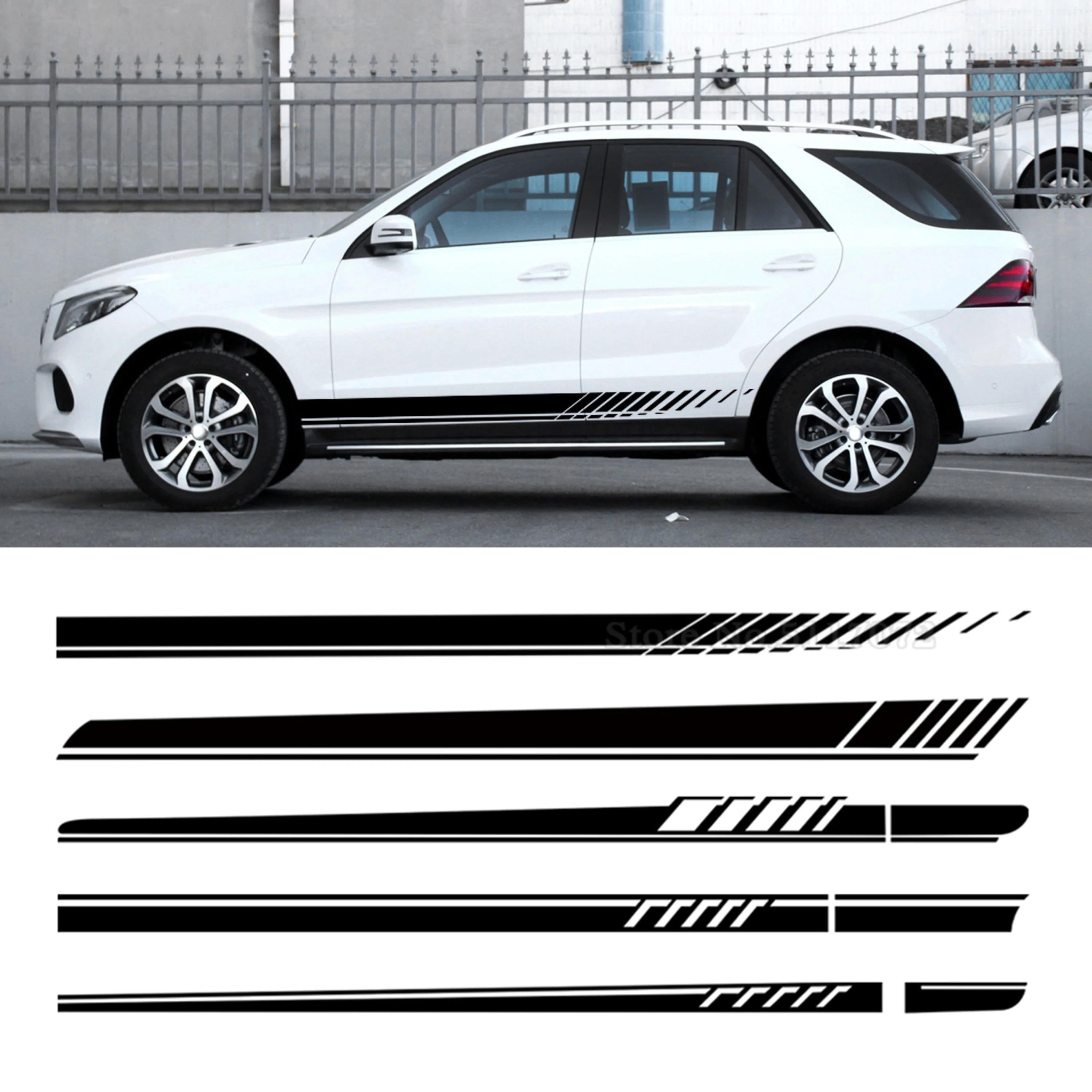 Car-Door-Both-Side-Skirt-Stripe-Stickers-DIY-Decals-For-Mercedes-Benz ...