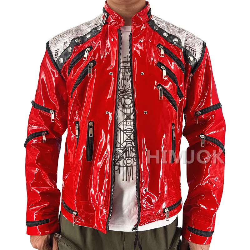 Rare-MJ-Michael-Jackson-Style-Red-Leather-Beat-It-Jacket-for-Adults ...