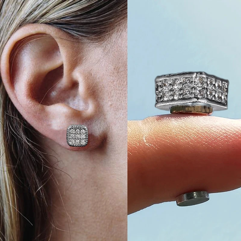 Pendientes-magn-ticos-de-Color-plateado-para-hombre-y-mujer-Piercing ...