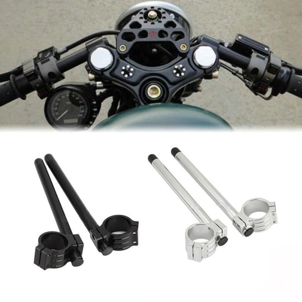 2 x Handlebars Aluminum Motorcycle CNC Clip-ons Racing Grip Handlebar ...