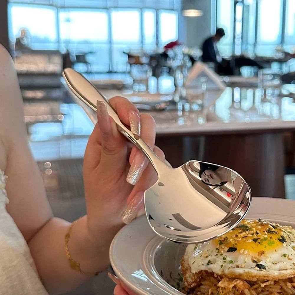 Thickening Large Serving Spoon Stainless Steel Metal Cooking Spoon ...