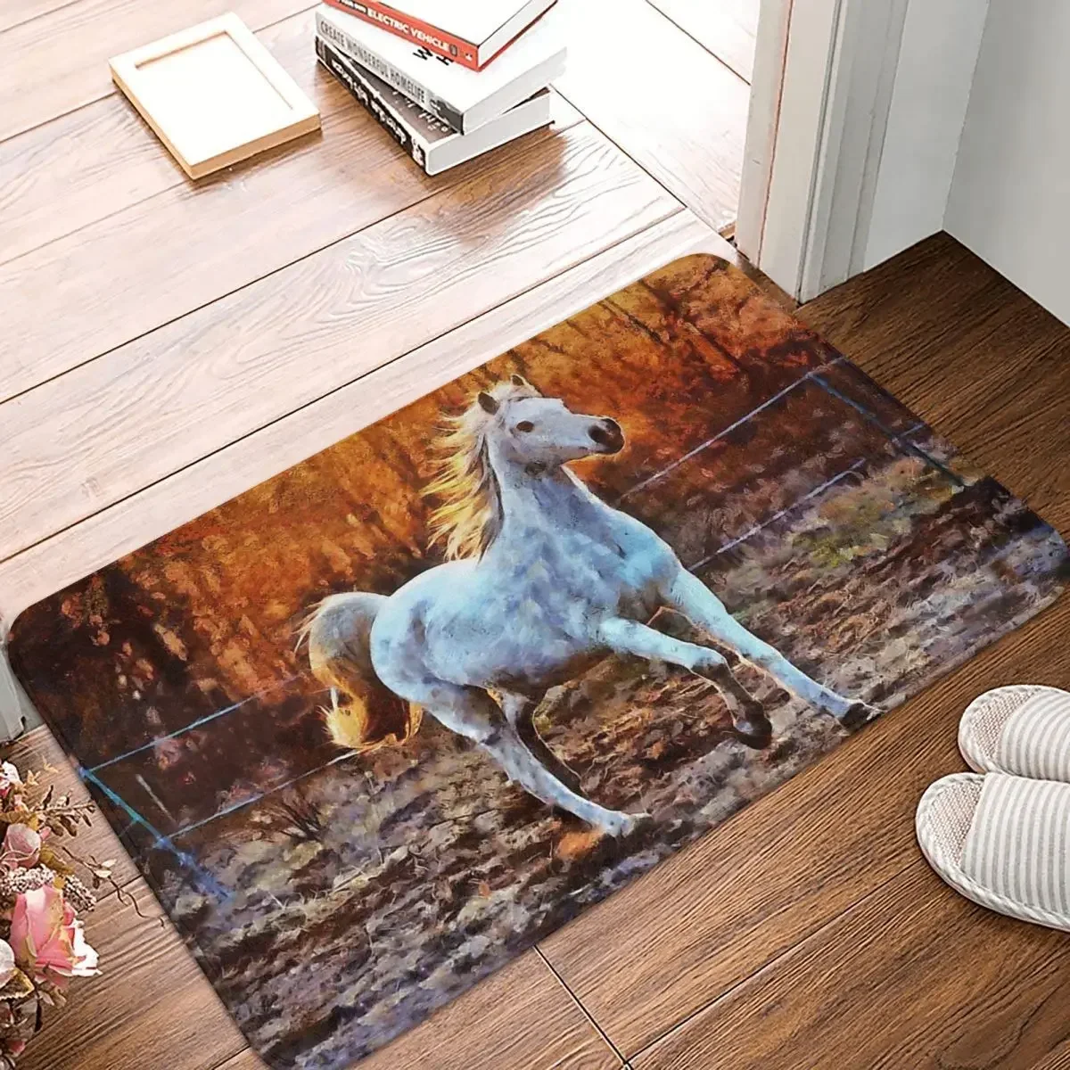 Galloping-Horse-Running-Anti-Slip-Rug-Doormat-Living-Room-Mat-White-The ...