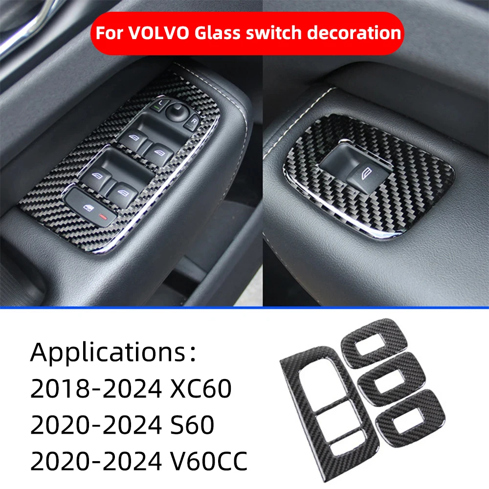 For Volvo XC60 S60 V60 carbon fiber raised window panel glass switch ...