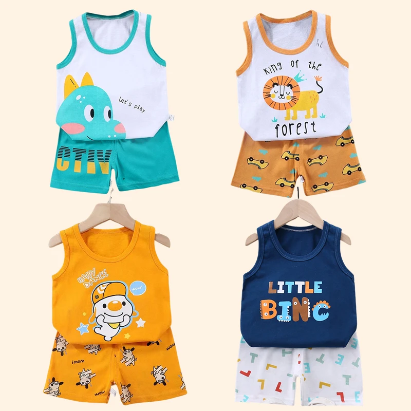 2PCS Children Sets Kids Clothes Vest Suit Summer Children Clothing baby