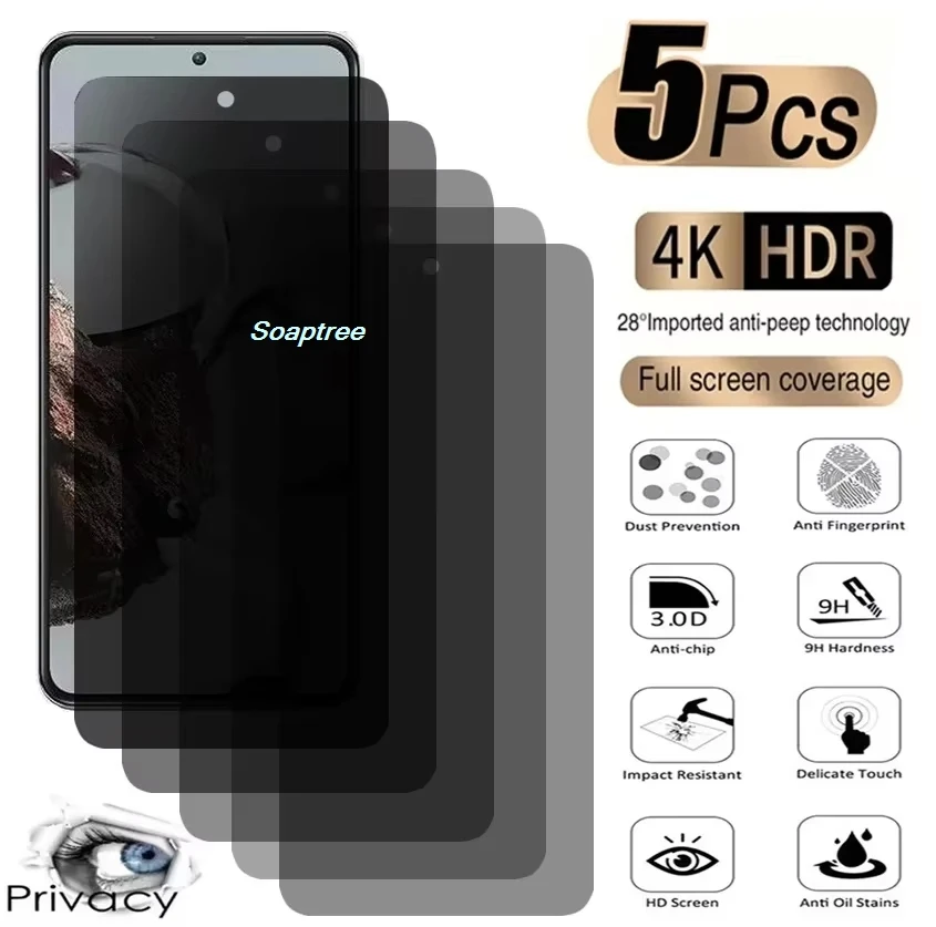 5PCS Privacy Tempered Glass for Samsung S25 Ultra S24 S23 S22 Plus S21 ...