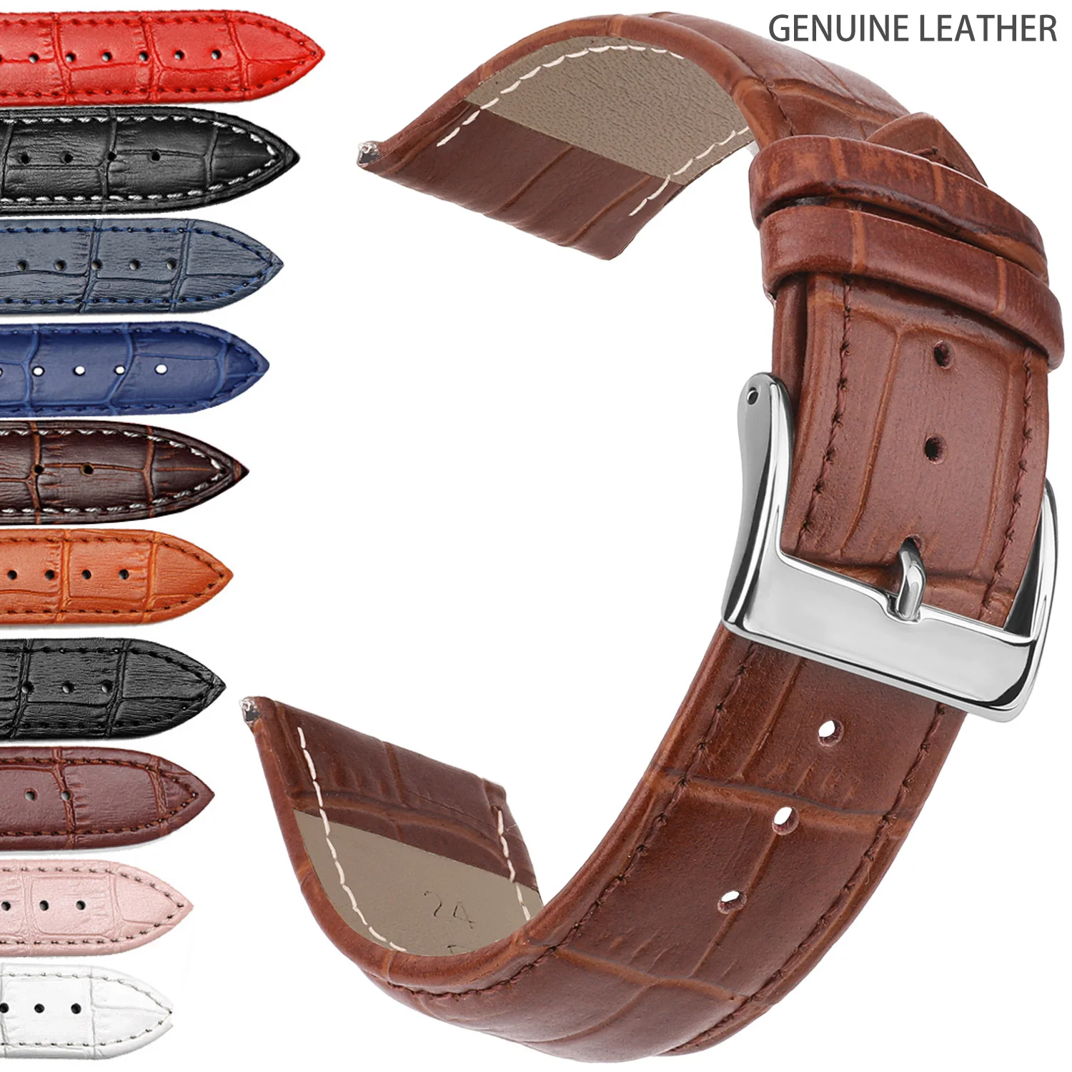 Cowhide-Genuine-Leather-Watch-Strap-12-14-16-18-20-22-24-mm-Watch-Pin ...