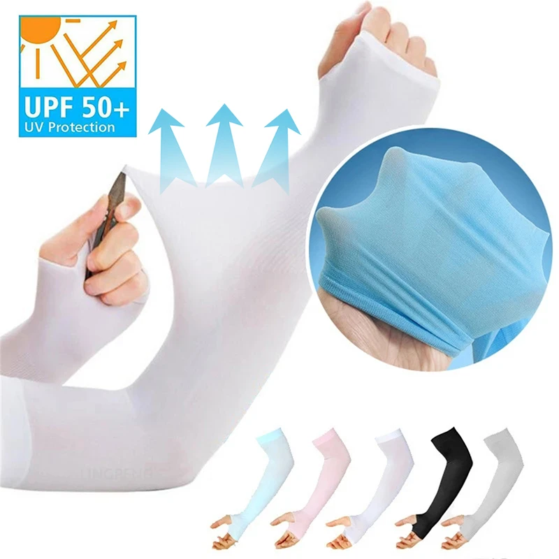 Ice Silk Arm Guard Sleeve Warmer Women Men Sports Sleeves Outdoor Sun ...