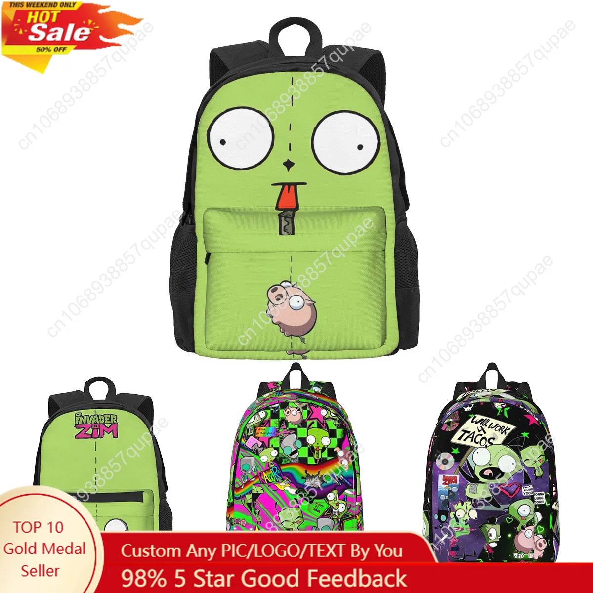 Invader Zim Gir Dib Green Dib Robot Backpack Mochila Trend Student ...