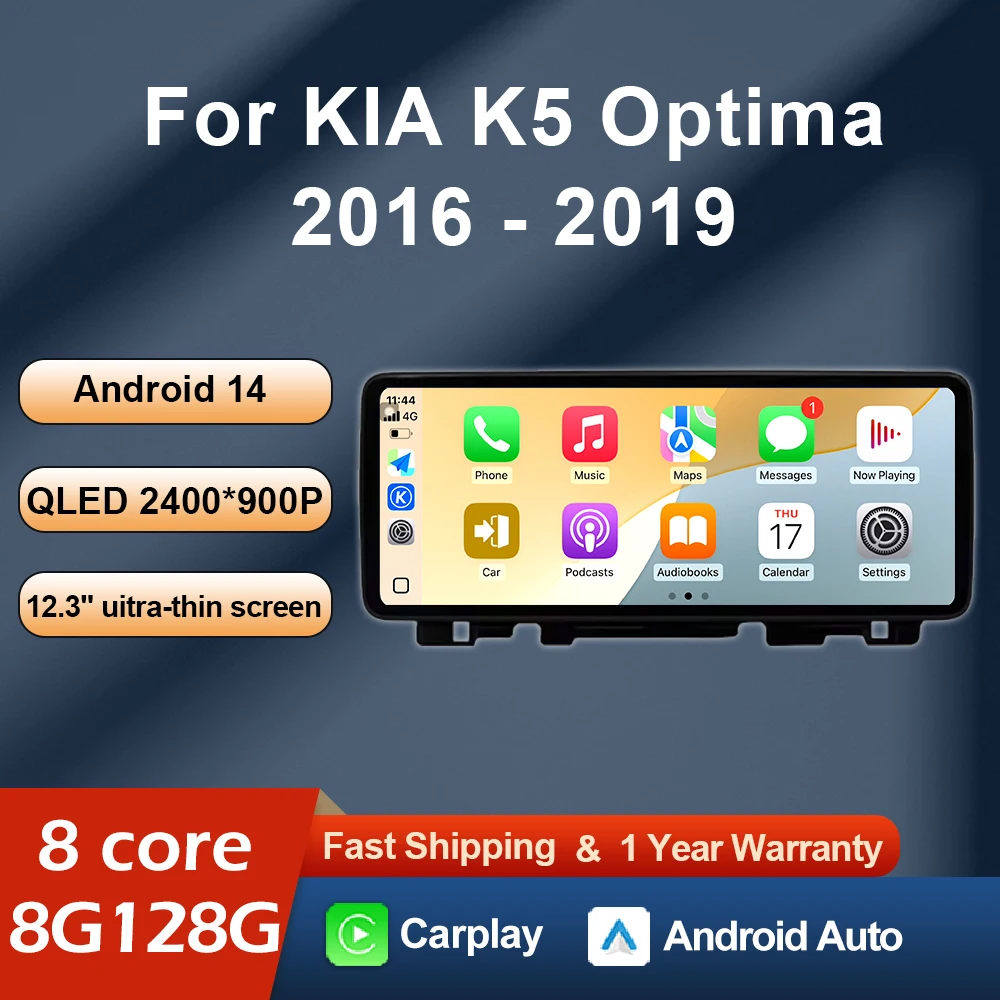 QLED Screen Wireless CarPlay For KIA K5 Optima 2016 - 2019 Car Radio ...