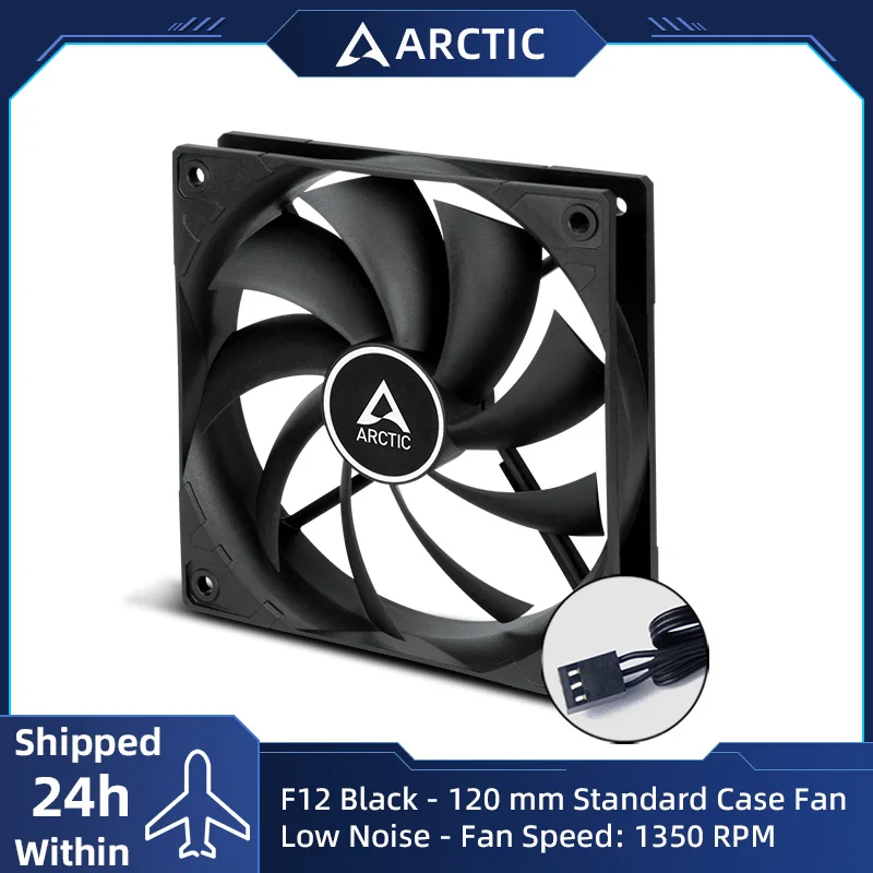 ARCTIC F12 Black 120mm Standard Case Fan, Low Noise, Quiet motor ...