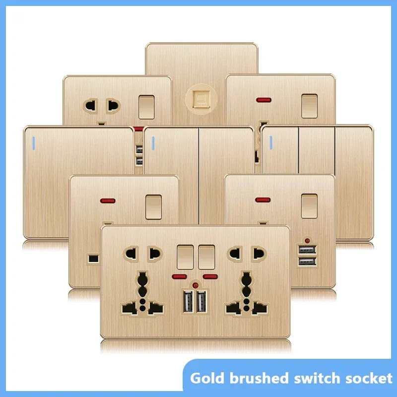 Depoguye-Gold-13A-UK-Plug-USB-Wall-Power-Socket-Universal-10-hole ...