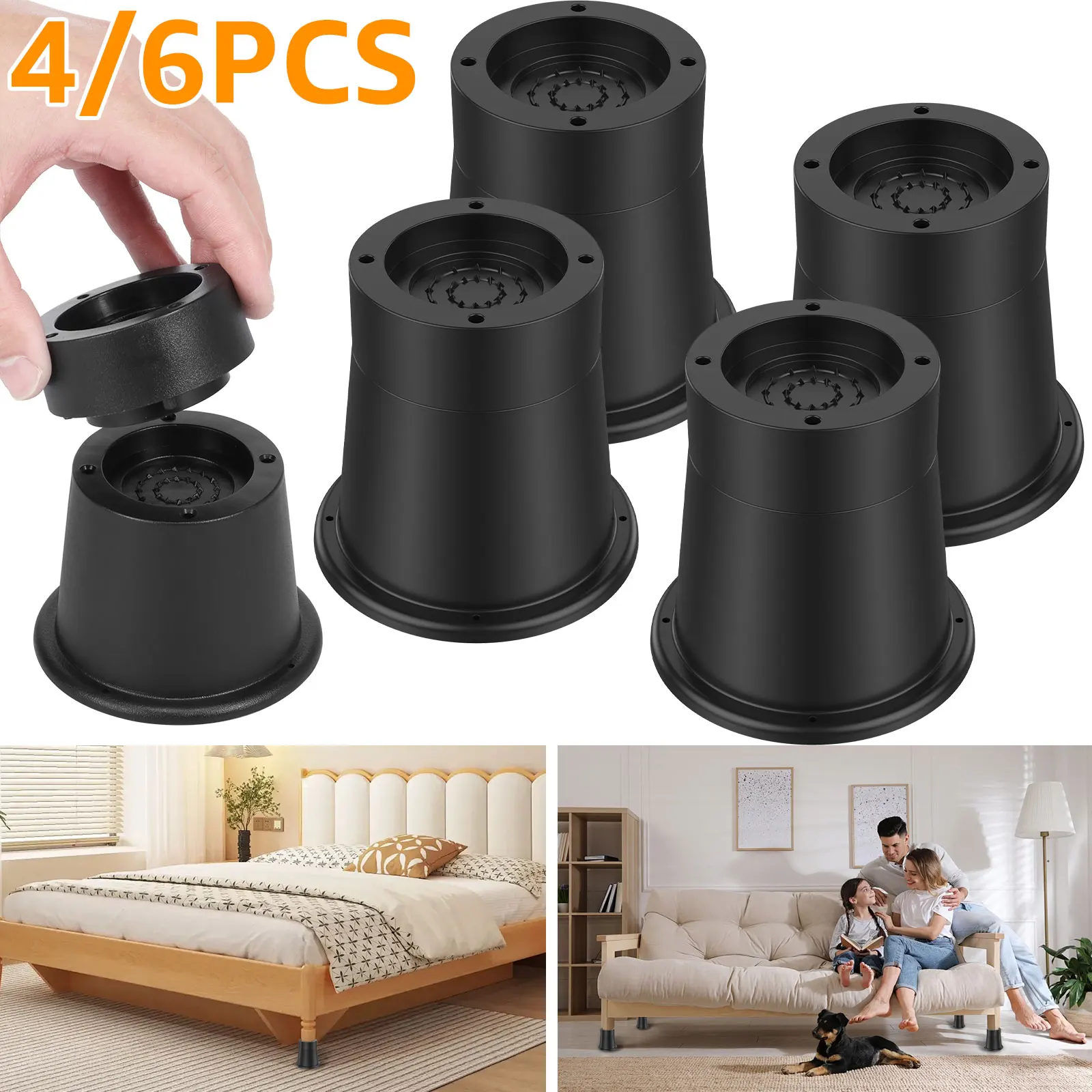 4-6Pcs-Bed-Chair-Risers-Feet-Leg-Lift-Furniture-Extra-Raisers-Non-slip ...