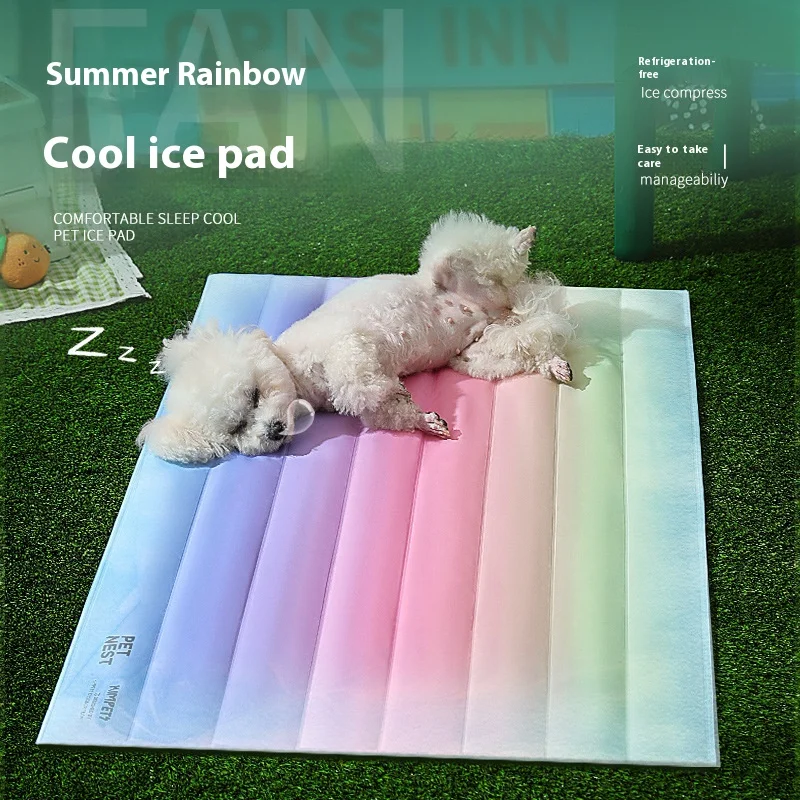 Pet-Rainbow-Gradient-Ice-Nest-Dog-Mat-Sleeping-Mat-Summer-Ice-Nest-Cat ...