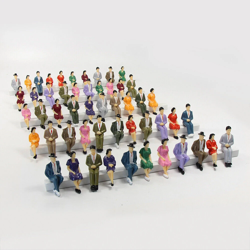 48pcs Painted Model Train Seated People Passengers Figures 1:32 HO ...
