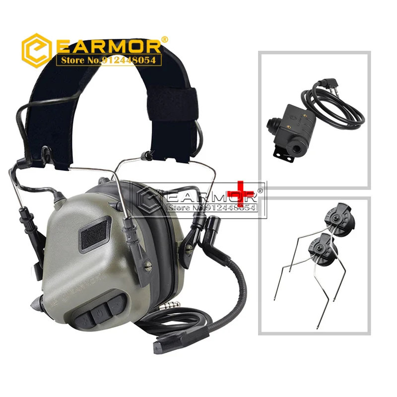 Earmor M32 Mod3 Tactical Headset & Arc Rail Adapter & M51 Ptt Adapter ...