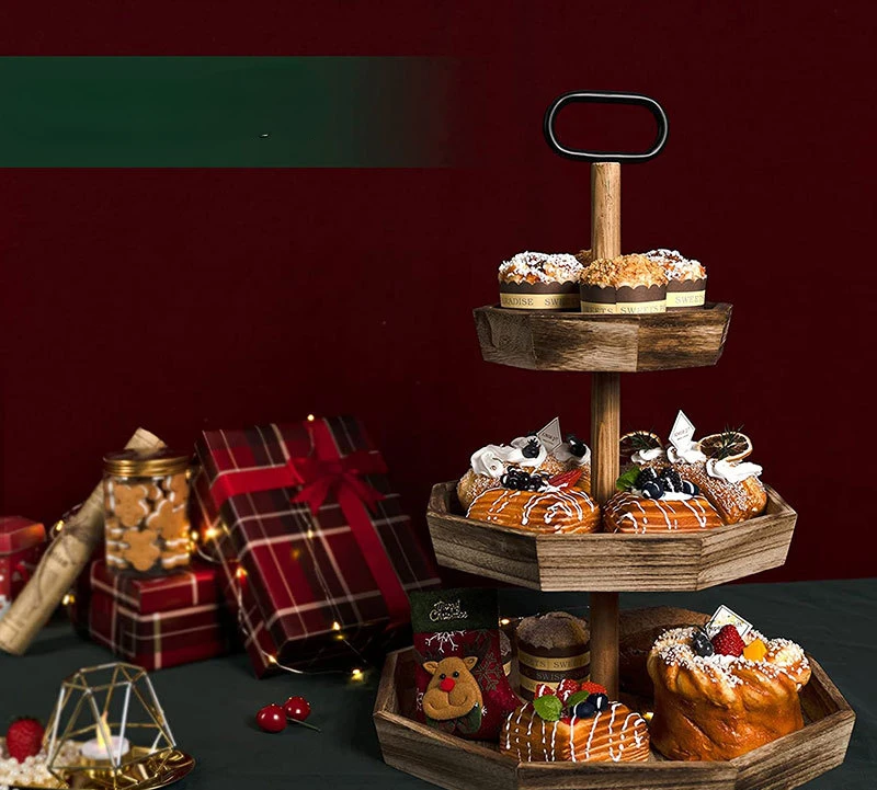 European-style-dessert-rack-three-layer-wooden-storage-rack-paulownia ...