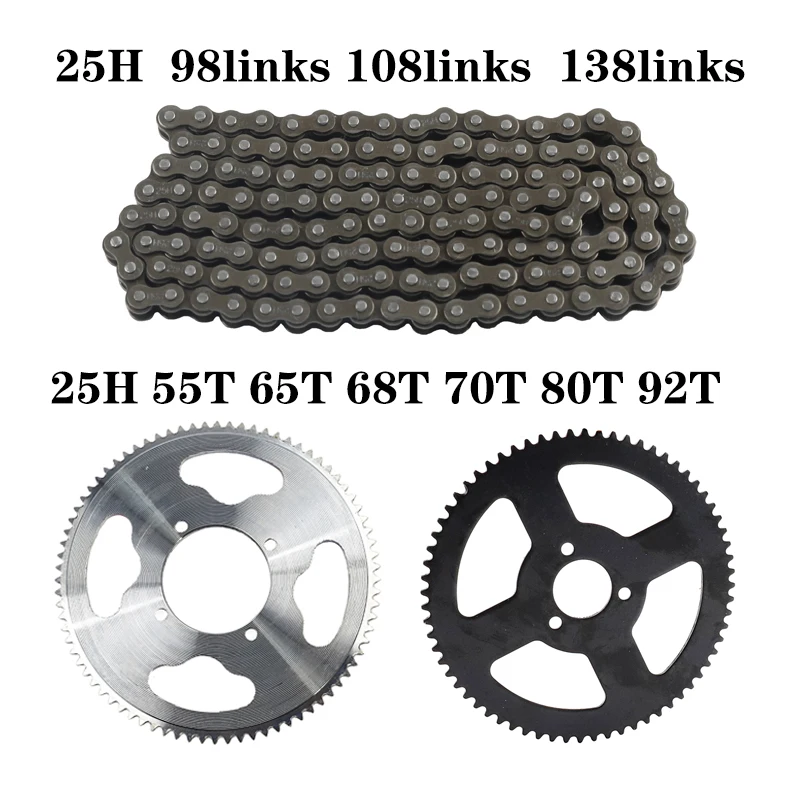 25H Chain 55t 65t 68t 70t 80t 92t Tooth Inner 29/54/55MM Rear Sprocket for 47CC 49CC Mini Moto ...