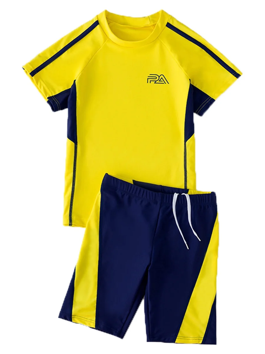 Yellow Swimming Suit Boys' Cetitive Two-Piece Beachwear Bright Colors ...