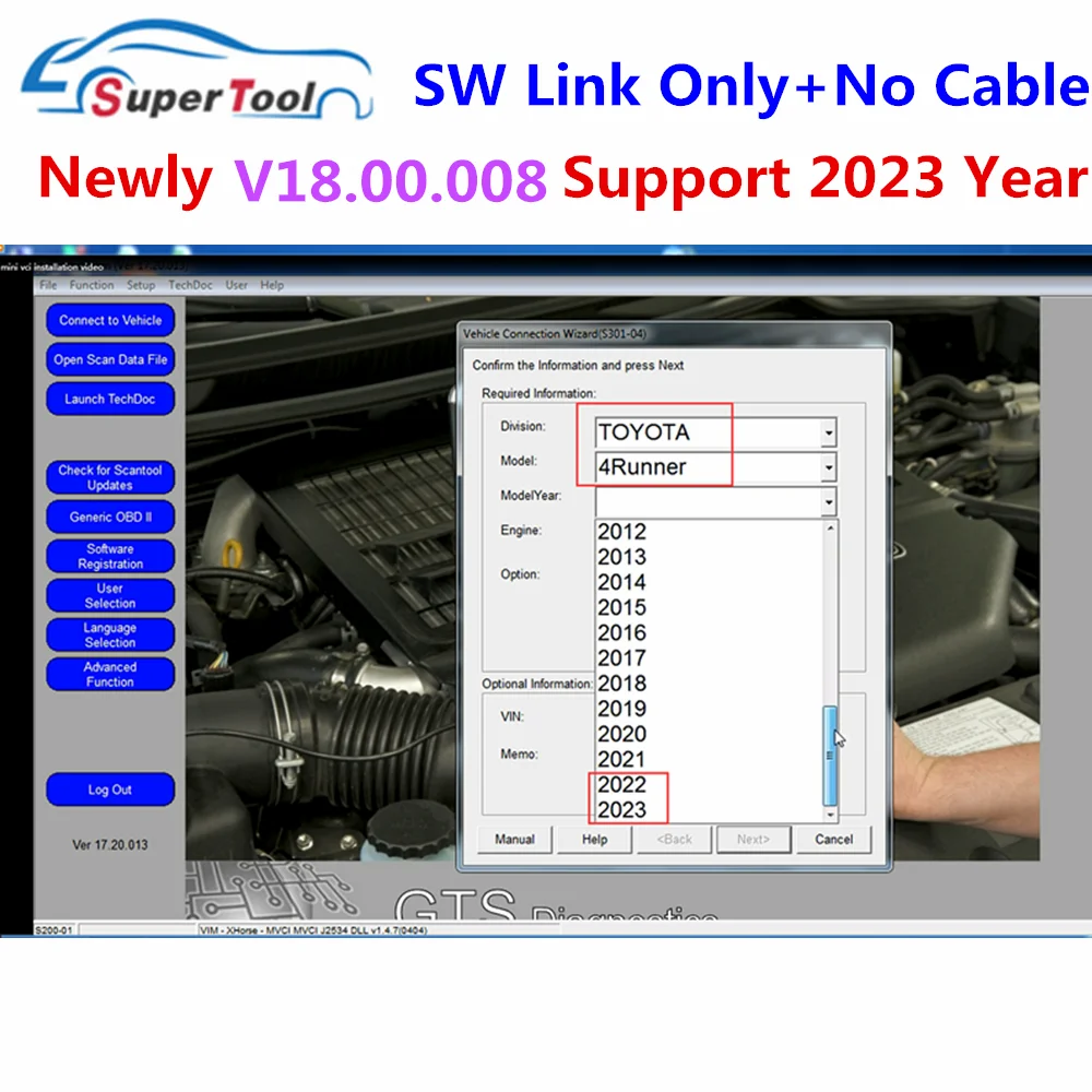 Newest MINI VCI V18.00.008/V16.10.017 FOR TOYOTA TIS Techstream FT232RL Chip J2534 OBD2 ...