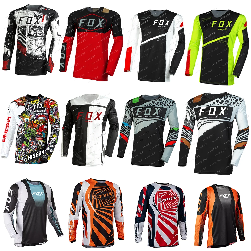 Jersey de manga larga para bicicleta de montaña, Jersey de Motocross Enduro, Bat Fox, DH ...