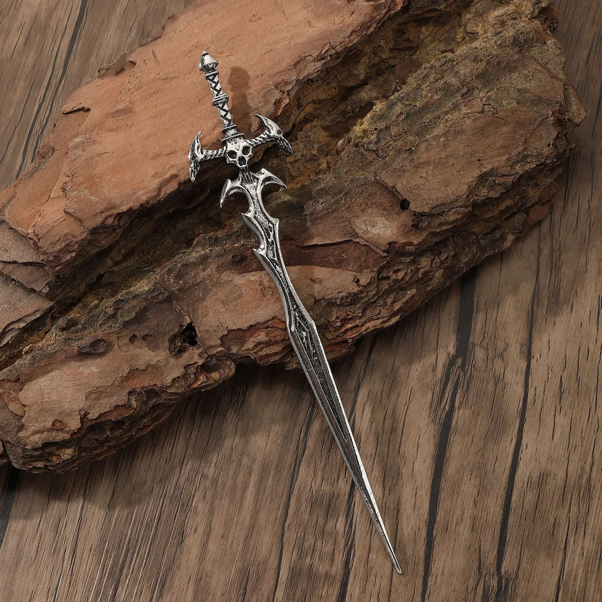 Viking retro crow skull sword hair stick hair clip fashionable ...