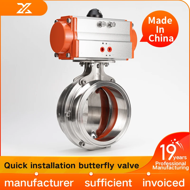 304-Stainless-Steel-Pneumatic-Quick-Release-Butterfly-Valve-AT-Actuator ...