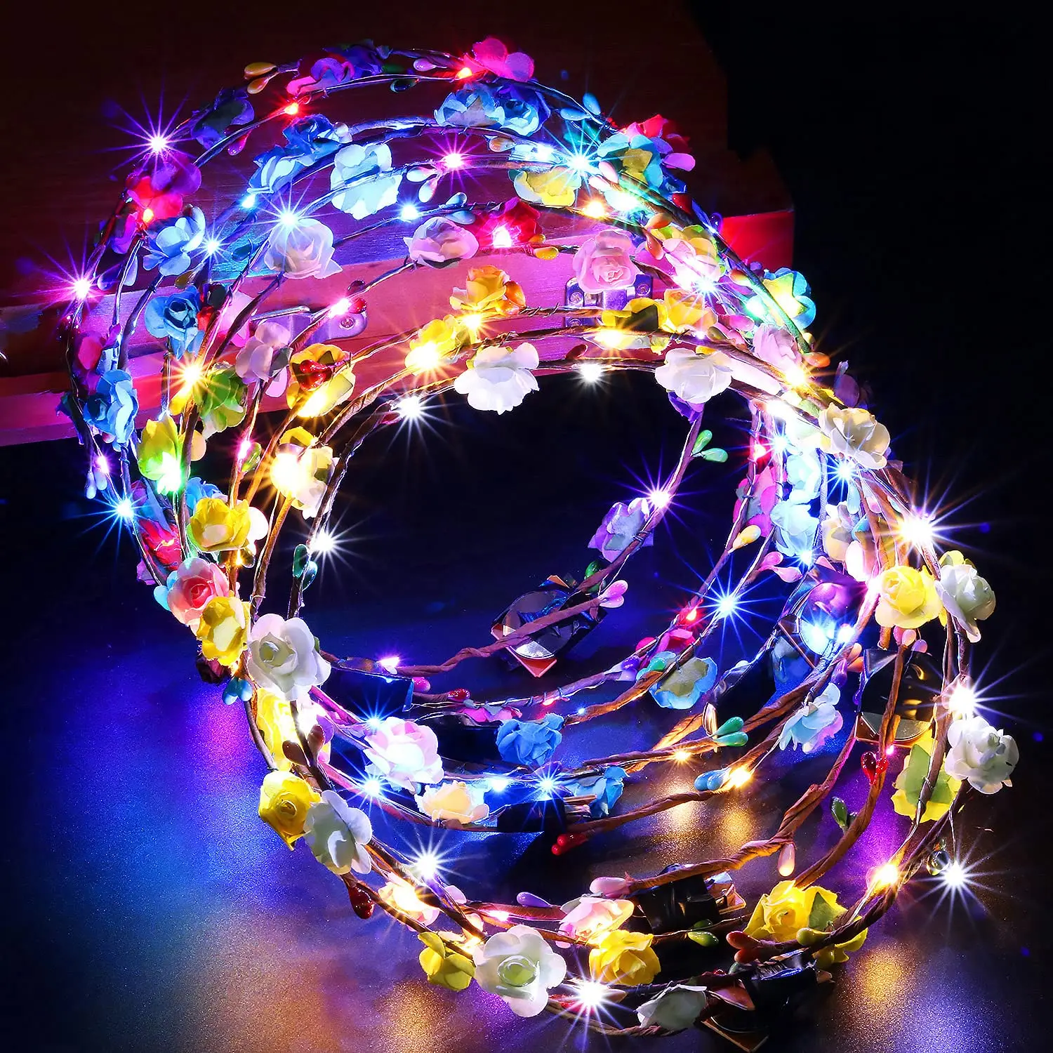 10Pcs-LED-Flower-Crowns-Headbands-Light-Up-Headband-Garlands-Glowing ...