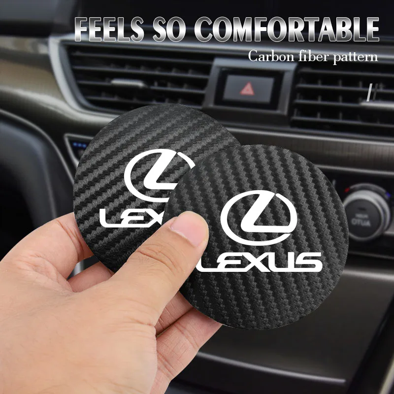 2Pcs PU Leather Car Cup Mat Auto Emblem Coaster Accessories For Lexus ...