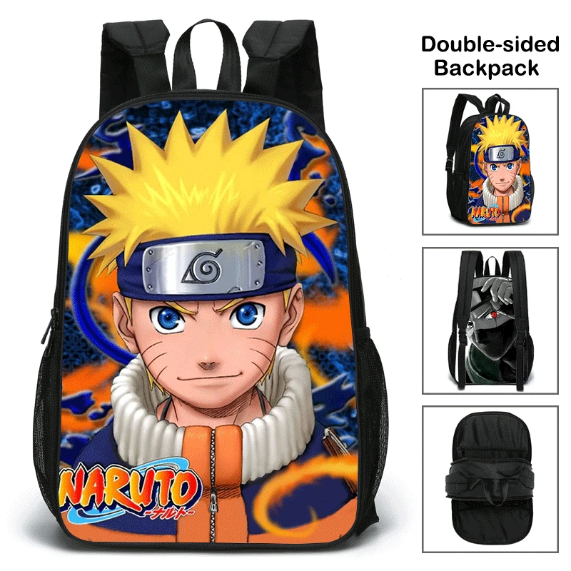43cm Uzumaki Naruto Anime Double Sided Printing Backpack School Sasuke ...