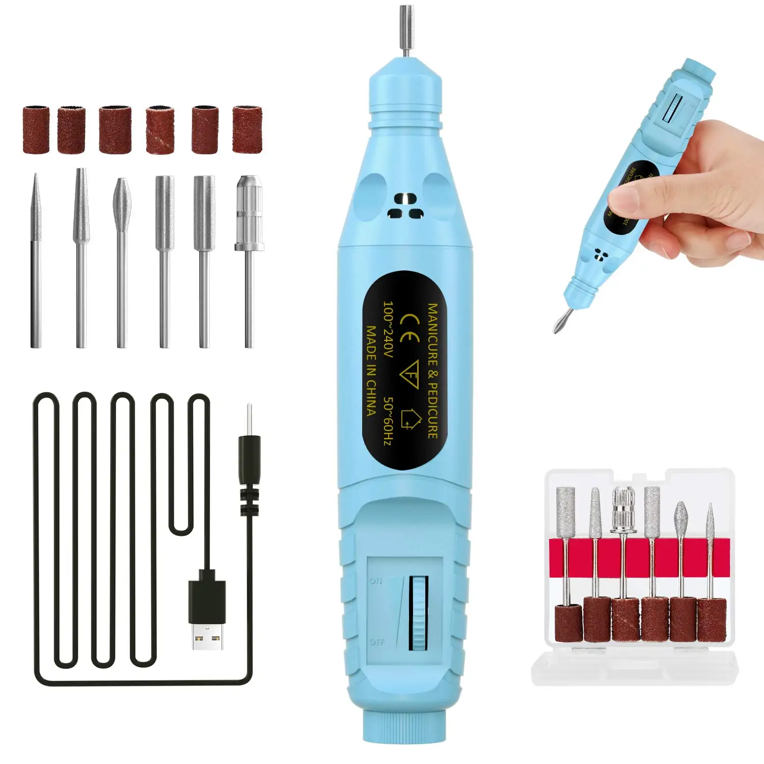 1-Set-Professional-Electric-Nail-Drill-Machine-Manicure-Milling-Cutter ...