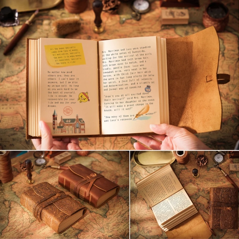 Exquisite Retro Leather Notepad Notebook Antique Leather Diary Handmade ...
