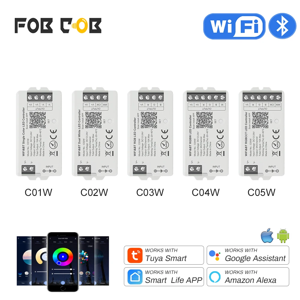 Tuya WiFi LED Controller 12V-24V LED Dimmer RGB 4pin RGBW 5pin CCT 3 ...