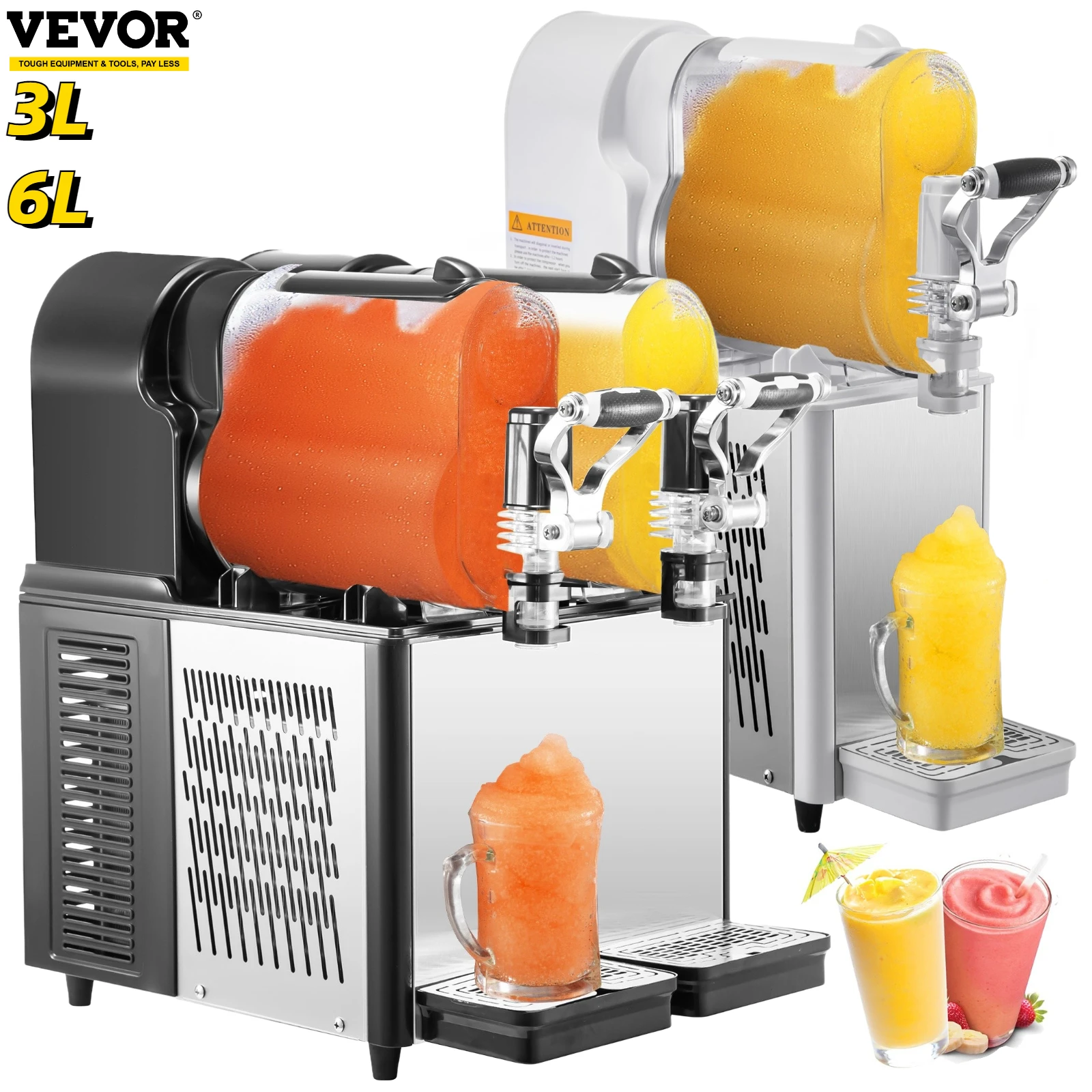 VEVOR 3L 6L Commercial Slushie Machine Home Slush Maker Frozen Drink ...