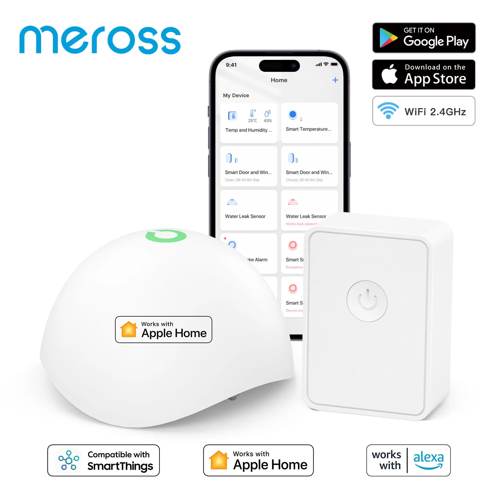 Meross-HomeKit-Smart-Water-Leak-Sensor-WiFi-Detector-Flood-Alert ...