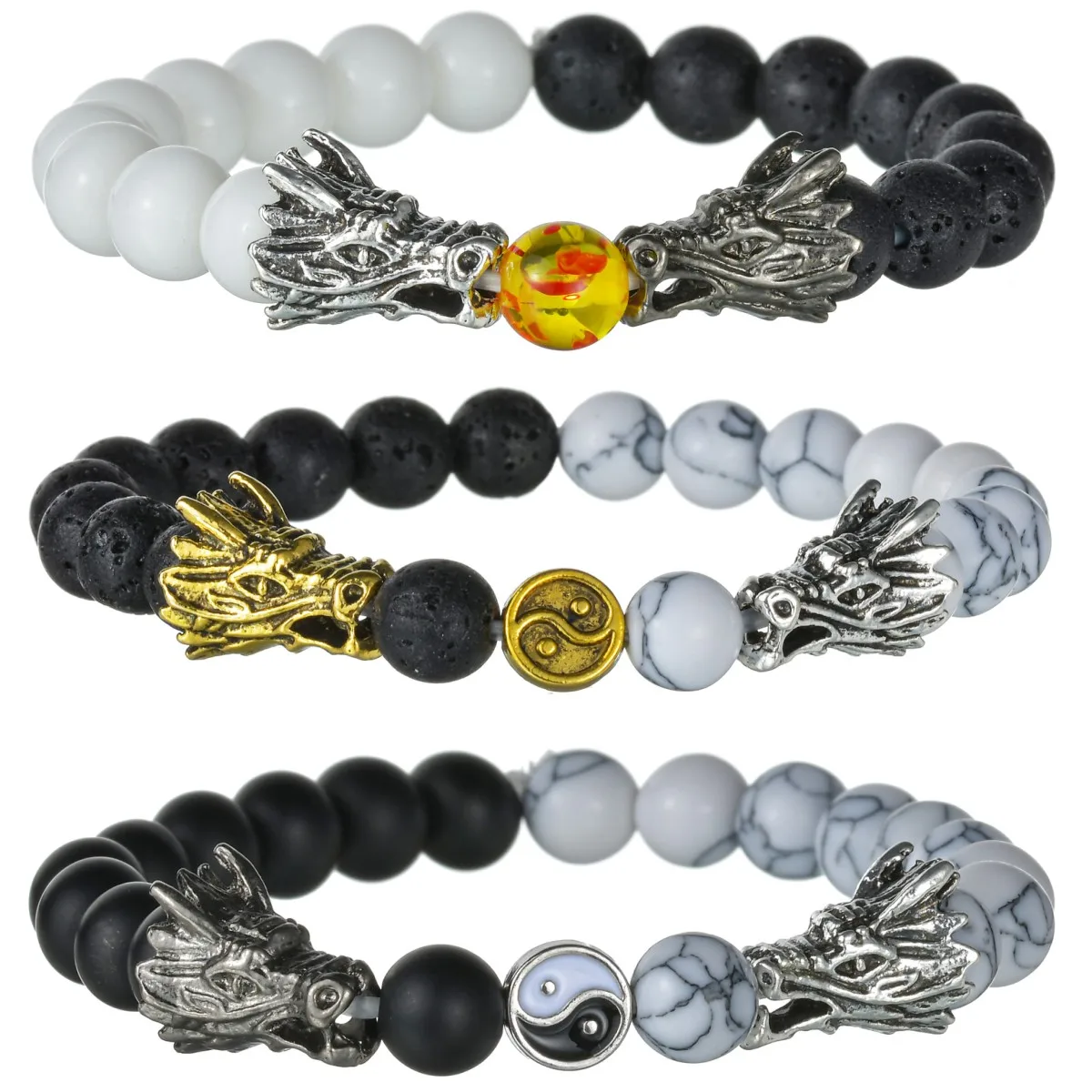 High-Quality-Men-Beaded-Bracelet-Natural-Black-Lava-Stone-Tai-Qi ...