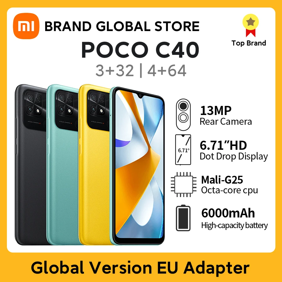 POCO-C40-4GB-64GB-Cell-Phone-6-71-HD-Display-13MP-Dual-Camera-6000mAh ...