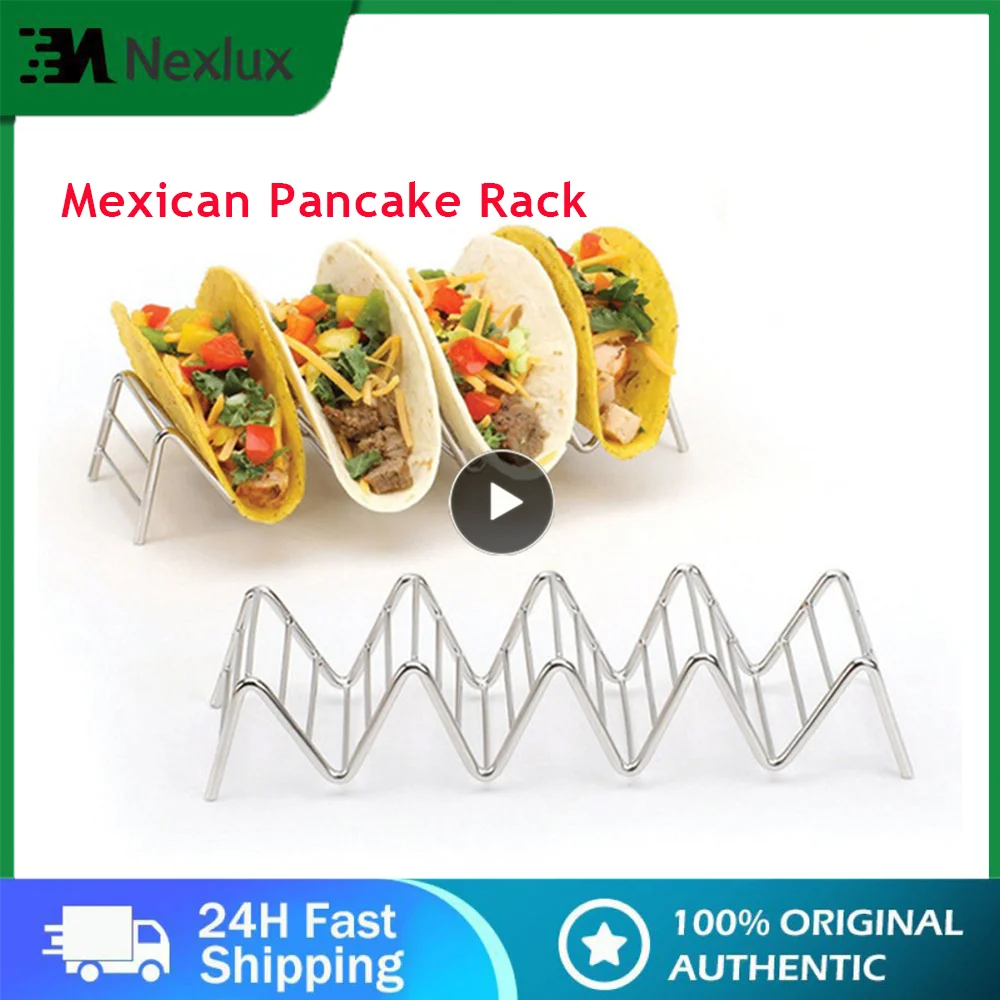 1-10PC-4Size-Wave-Shape-Stainless-Steel-Taco-Holders-Mexican-Food-Rack ...