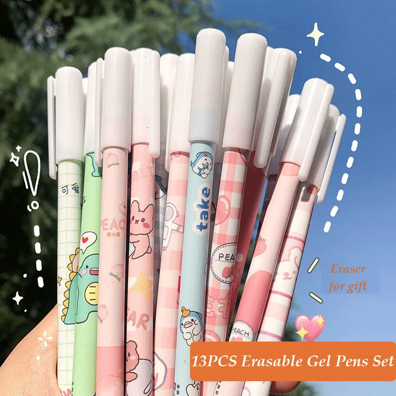 13pcs kawaii Erasable Pen Set 0.5mm Refill Ballpoint Pen for kids ...