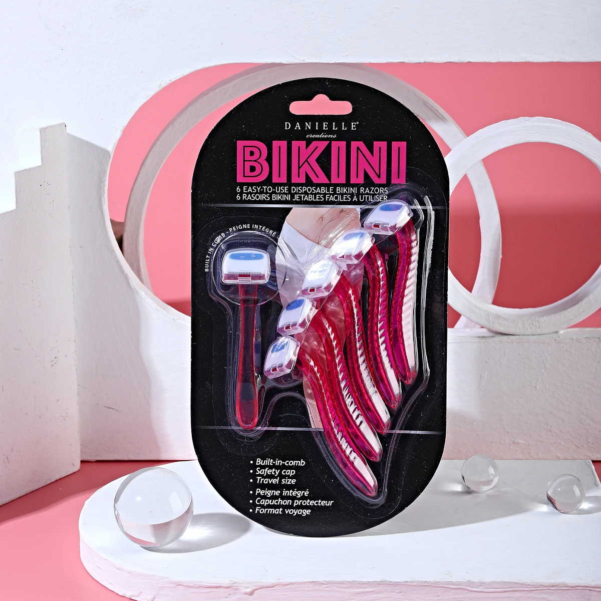 6-Pieces-Disposable-Women-Razor-for-Bikini-Rose-Color-Plastic-Handle ...
