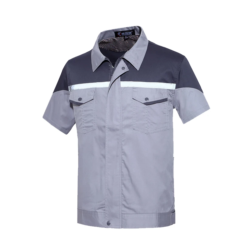 Mens-Workshop-Shirt-Uniform-Short-Sleeve-Zipper-Factory-Work-Shirts ...