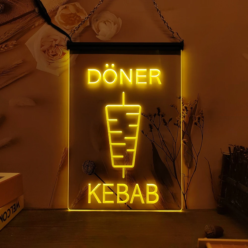 Doner-Kebab-restaurante-Caf-decoraci-n-Bar-LED-ne-n-Sign-3D-arte-de ...