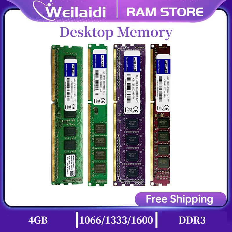 Ddr3 4gb 1066mhz 1333mhz 1600mhz Desktop Memoria Ram Pc3 Computer Dimm 1.5v Cl7-11 Lowest Price ...
