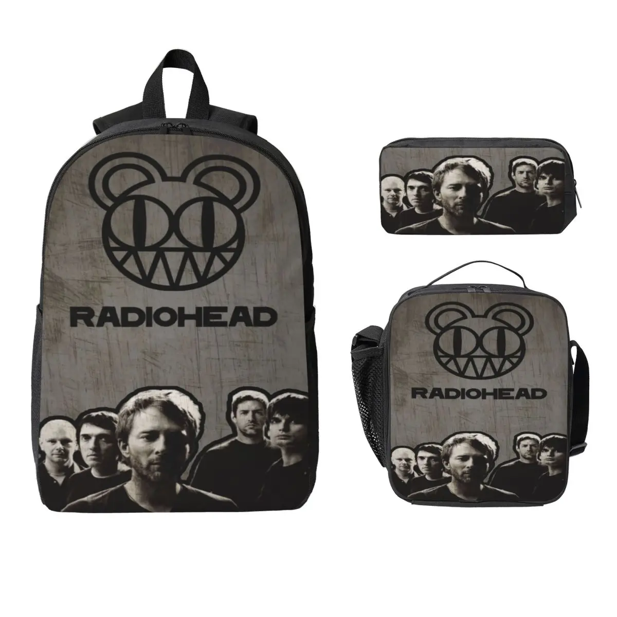 3Pcs Radiohead｠rock Metal Band merch Backpack Set for Children Pen Bags ...