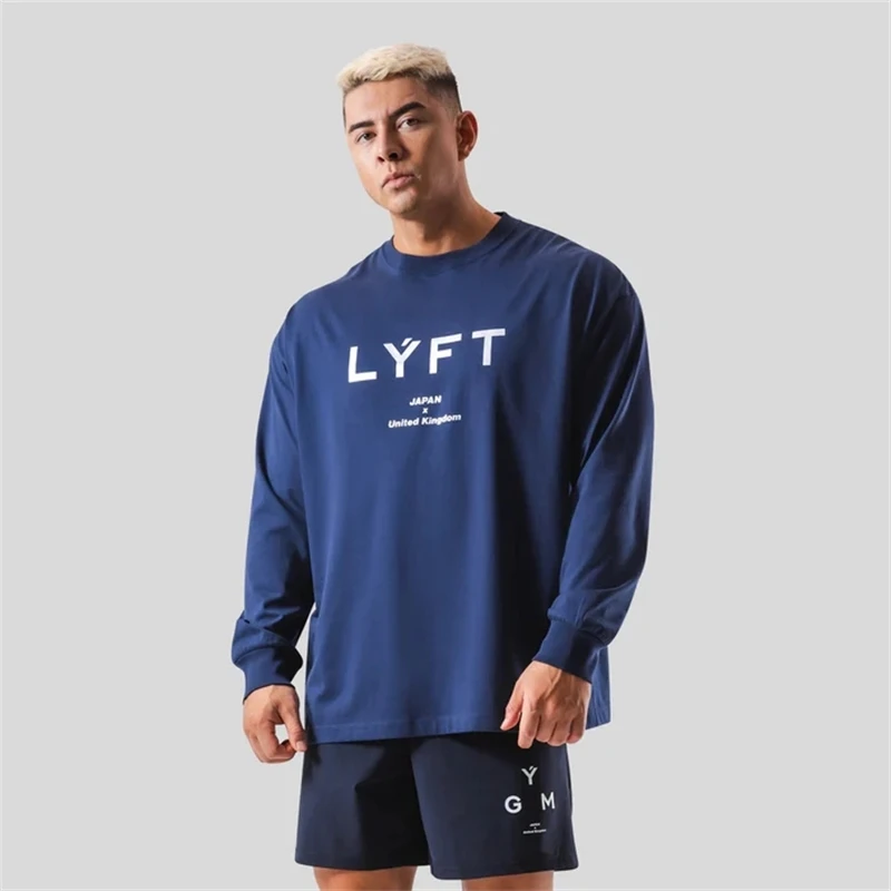 LYFT-JAPAN-UK-Print-Long-Sleeve-100-Cotton-Men-T-shirt-Gym-Fitness ...